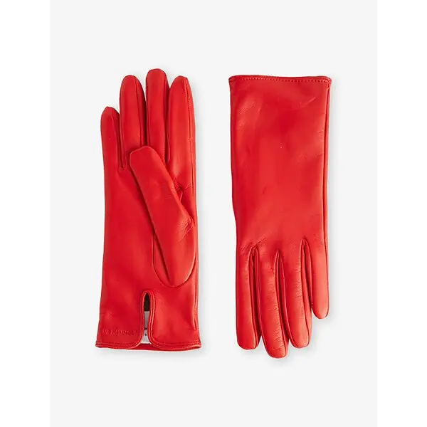 Nour Hammour Split Leather Gloves - Lipstick Red