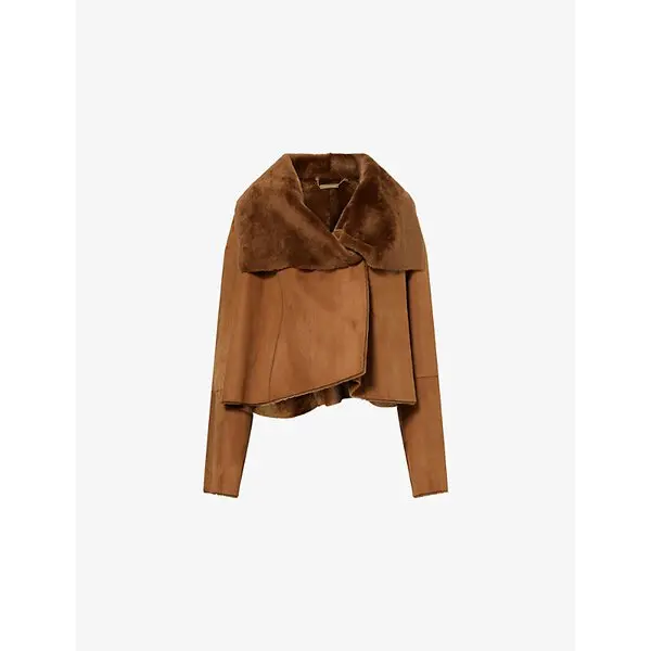 Nour Hammour Cascade Draped Shearling Jacket