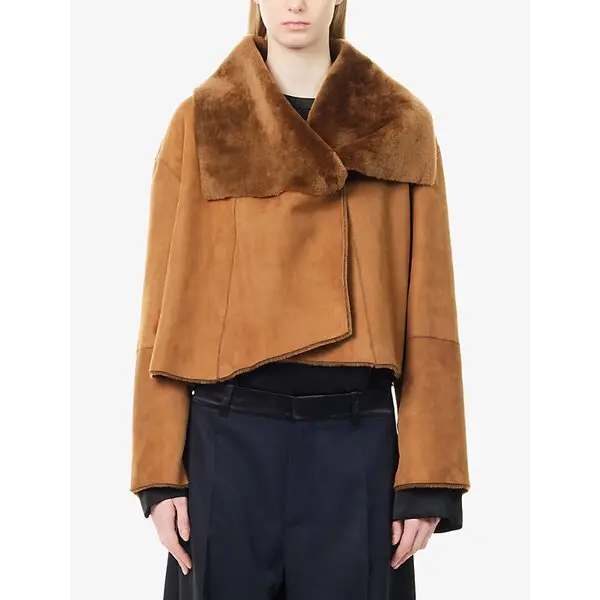 Nour Hammour Cascade Draped Shearling Jacket