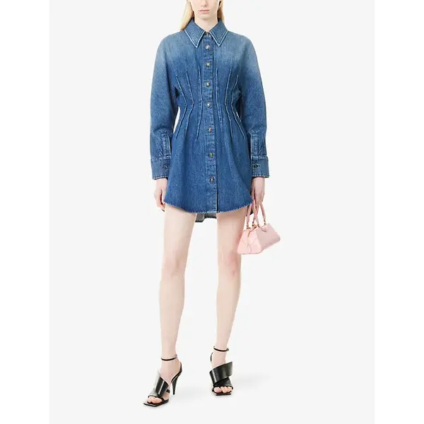 Givenchy Cocoon Long-sleeve Denim Mini Dress - Medium Blue
