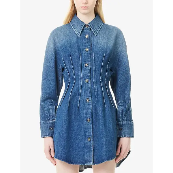 Givenchy Cocoon Long-sleeve Denim Mini Dress - Medium Blue