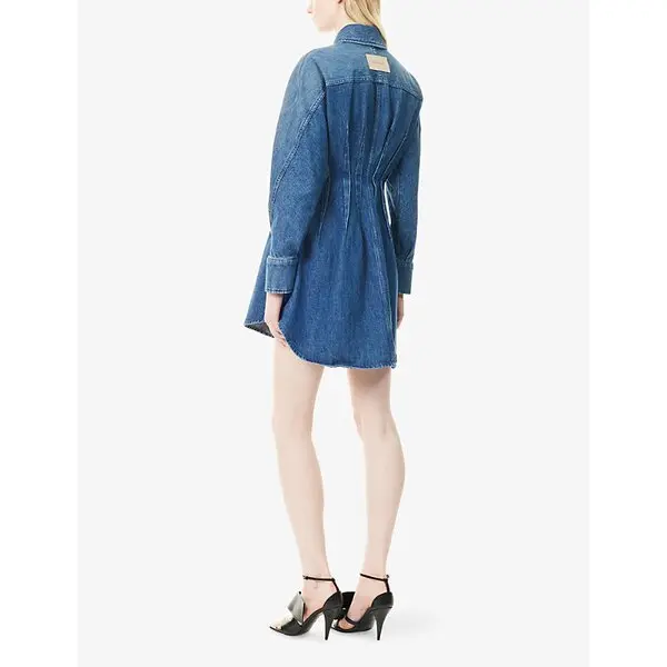 Givenchy Cocoon Long-sleeve Denim Mini Dress - Medium Blue