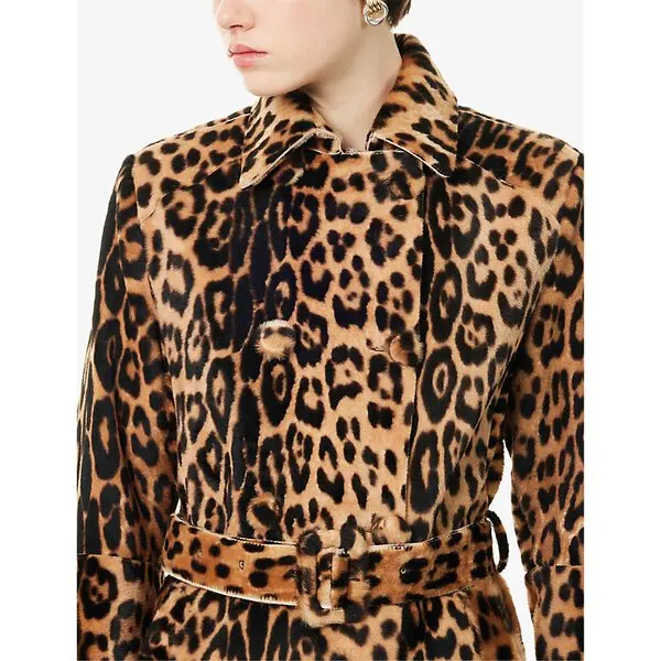 Nour Hammour Tate Leopard Shearling Coat