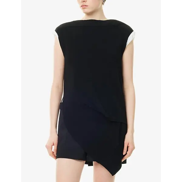 Sacai Contrast Ruched Cotton-blend Mini Dress