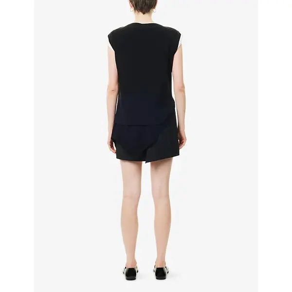 Sacai Contrast Ruched Cotton-blend Mini Dress