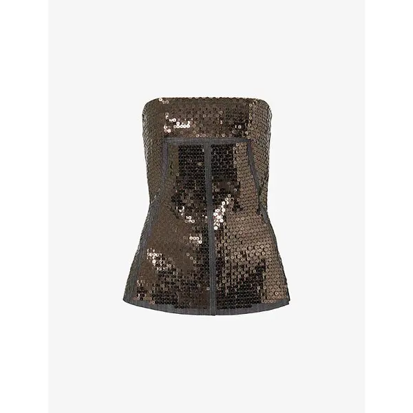 Rick Owens Sequin-embellished Cotton-blend Bustier Top - Black Bronze