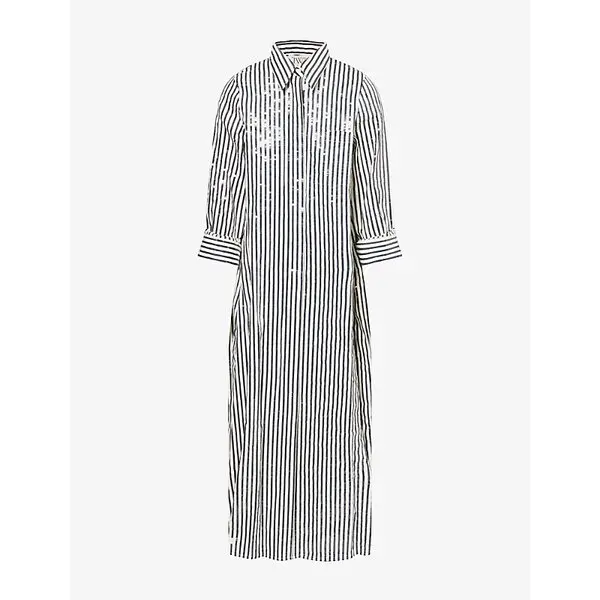 TWP Jenny's Sequin-stripe Cotton Gown