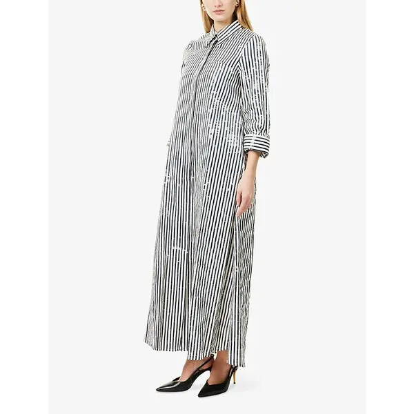 TWP Jenny's Sequin-stripe Cotton Gown