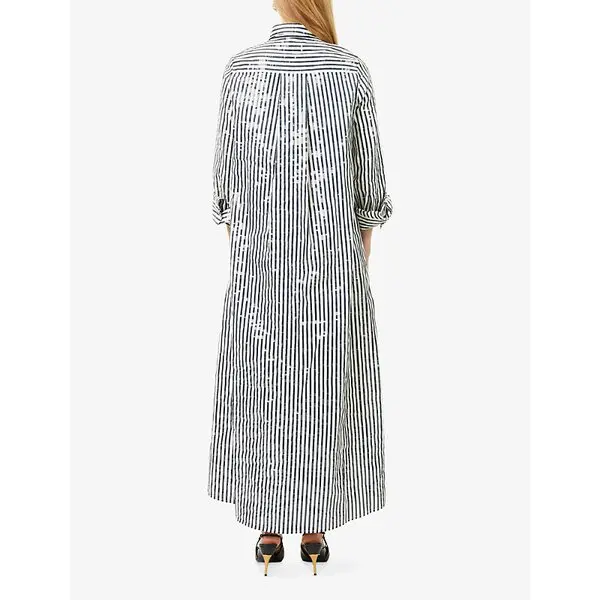TWP Jenny's Sequin-stripe Cotton Gown