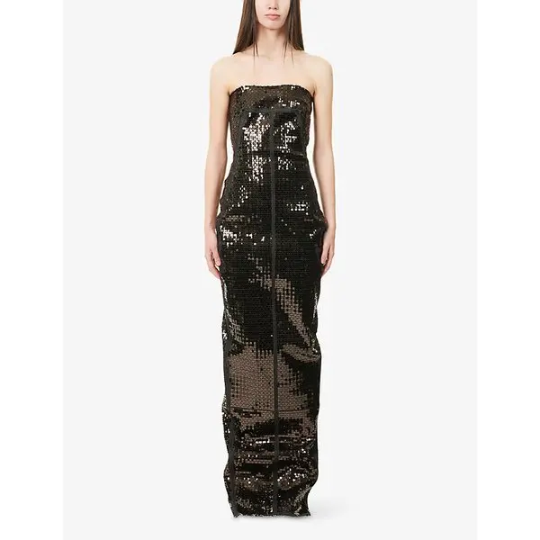 Rick Owens Bustier Sequin Denim-blend Gown