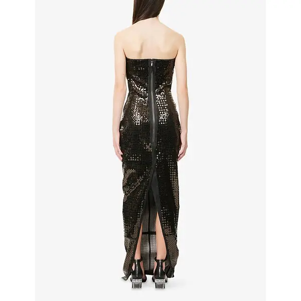Rick Owens Bustier Sequin Denim-blend Gown