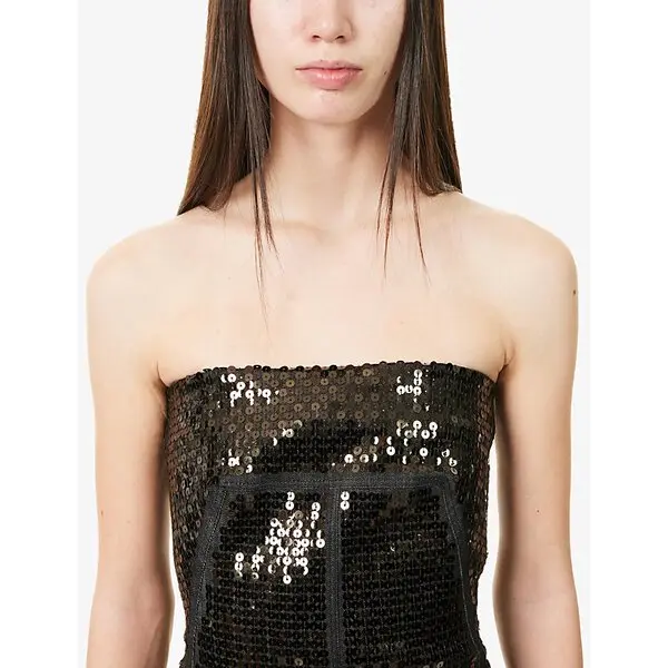 Rick Owens Bustier Sequin Denim-blend Gown