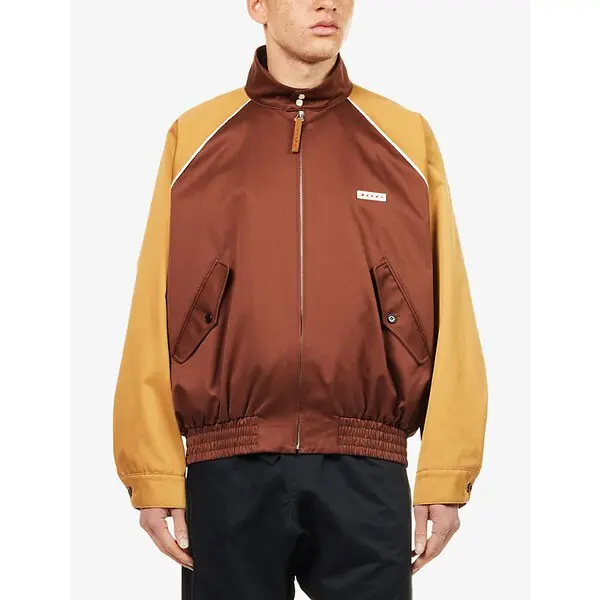 Marni Contrast-sleeves Zip-up Cotton Bomber Jacket