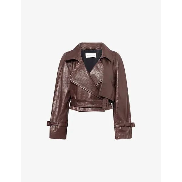 Nour Hammour Hatti Croc-embossed Leather Jacket