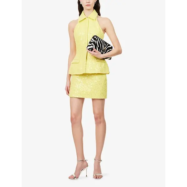 David Koma Sequinned Boucle Mini Skirt