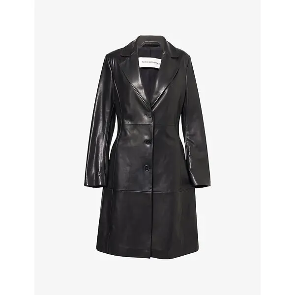Nour Hammour Eames Single-breasted Leather Midi Coat
