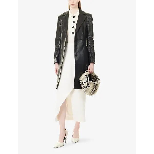 Nour Hammour Eames Single-breasted Leather Midi Coat