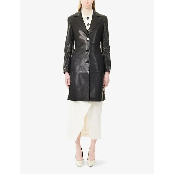 Nour Hammour Eames Single-breasted Leather Midi Coat