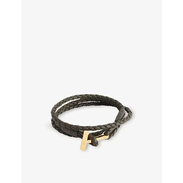 TOM FORD Braided Leather Bracelet - Forest Green
