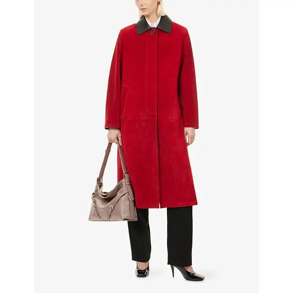 Givenchy Contrast-collar Leather Car Coat