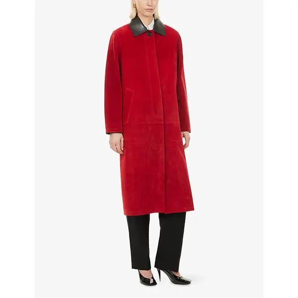 Givenchy Contrast-collar Leather Car Coat