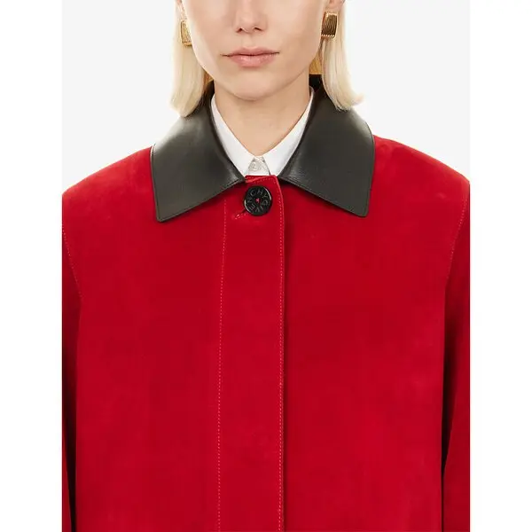 Givenchy Contrast-collar Leather Car Coat