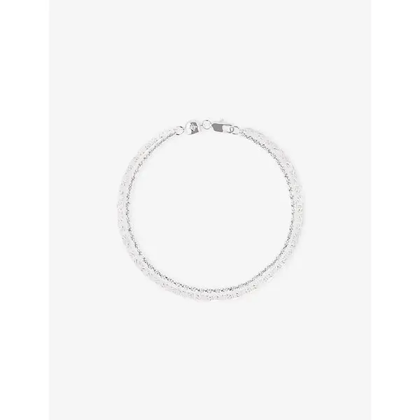 ASTRID & MIYU Illusion Double Chain-plated Brass Bracelet - Rhodium