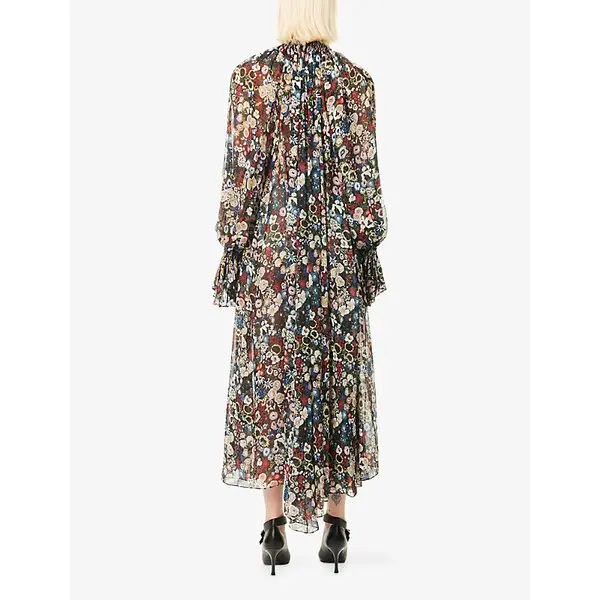 Khaite Floral Silk Maxi Dress - Black Multi