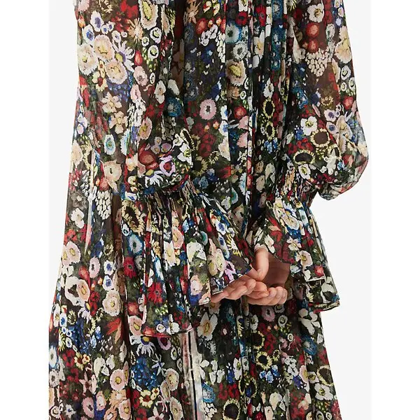 Khaite Floral Silk Maxi Dress - Black Multi