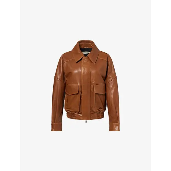 Nour Hammour Runa Leather Bomber Jacket