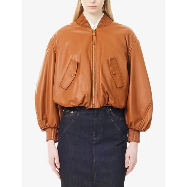 Givenchy Cocoon Cropped Leather Bomber Jacket
