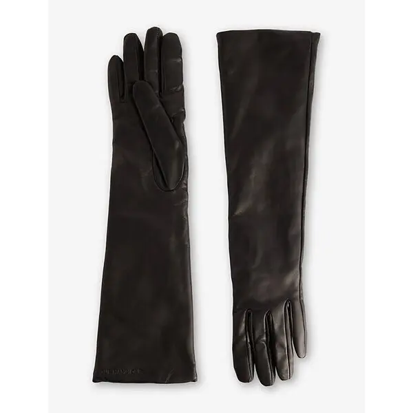 Nour Hammour Long Lined Leather Gloves - Black