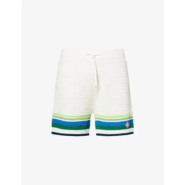 Casablanca Striped Logo-patch Knitted Cotton Shorts