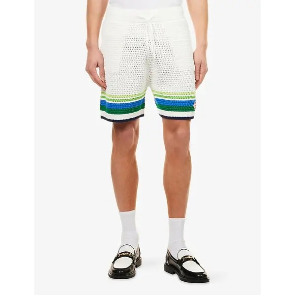 Casablanca Striped Logo-patch Knitted Cotton Shorts