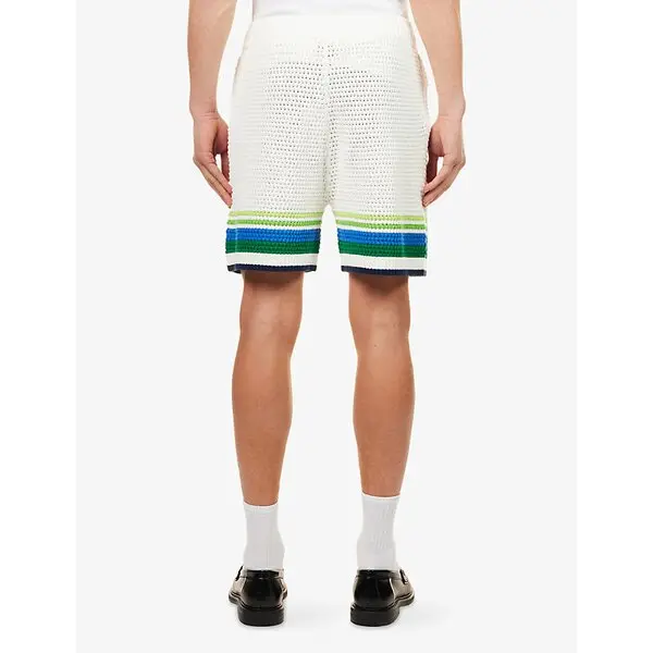 Casablanca Striped Logo-patch Knitted Cotton Shorts