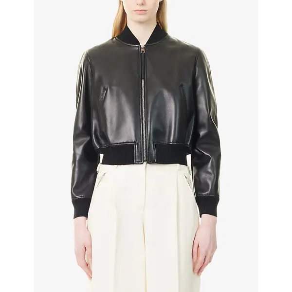 Givenchy Cropped Leather Bomber Jacket