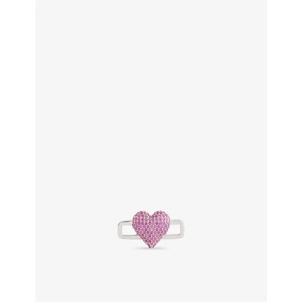 POUBEL P Love Stoneset Charm - Silver, Pink