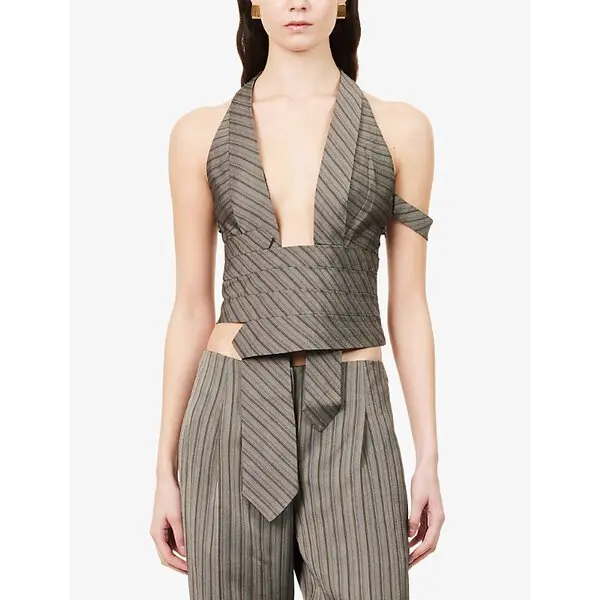 Christopher Esber Reyer Tailored Tie Woven Top