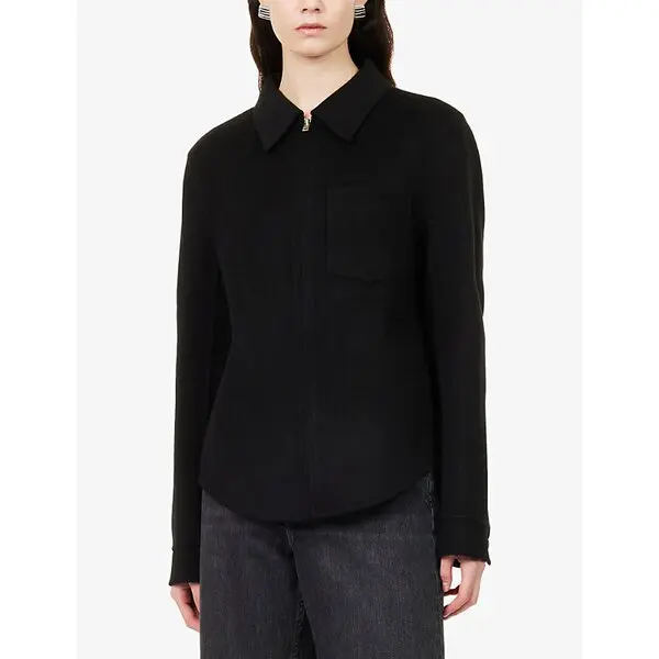 Acne Studios Zip-up Wool-blend Jacket With Patch Pocket