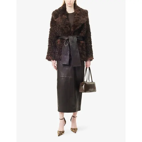 Nour Hammour Belted Shearling Jacket