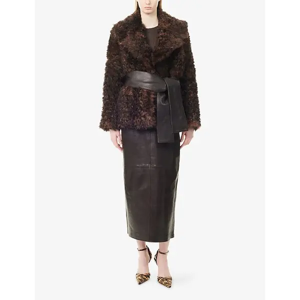 Nour Hammour Belted Shearling Jacket