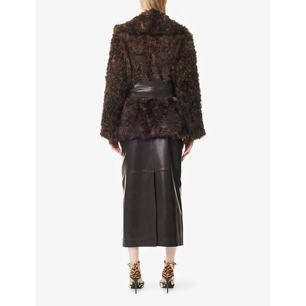 Nour Hammour Belted Shearling Jacket
