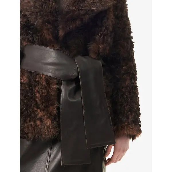 Nour Hammour Belted Shearling Jacket