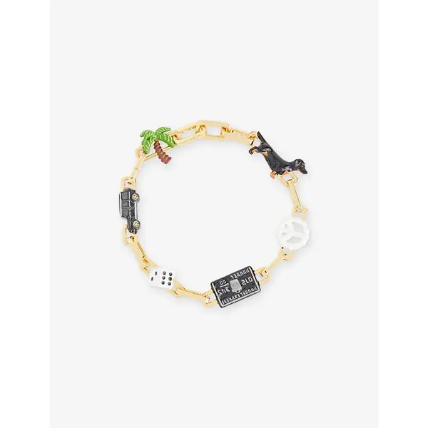POUBEL West Coast Charm Bracelet - Gold Black White
