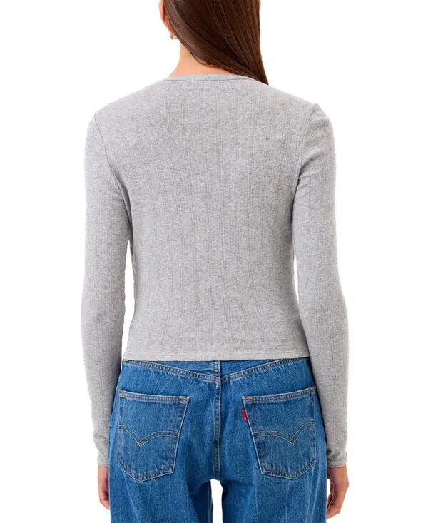 GOLDIE LEWINTER Pointelle Crop Cardigan - Gray Heather
