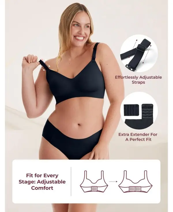 MOMCOZY Yn21 Ultra Soft Seamless Nursing Bra - Black