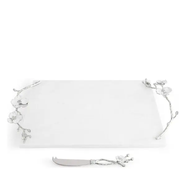 Michael Aram Silver Orchid Cheeseboard With Knife