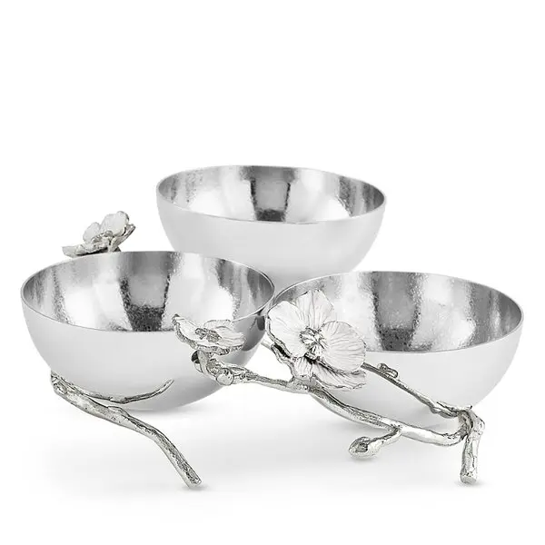 Michael Aram Silver Orchid Triple Bowl - No Color