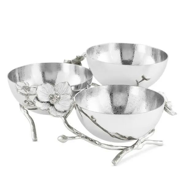 Michael Aram Silver Orchid Triple Bowl