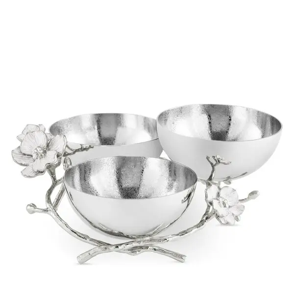 Michael Aram Silver Orchid Triple Bowl